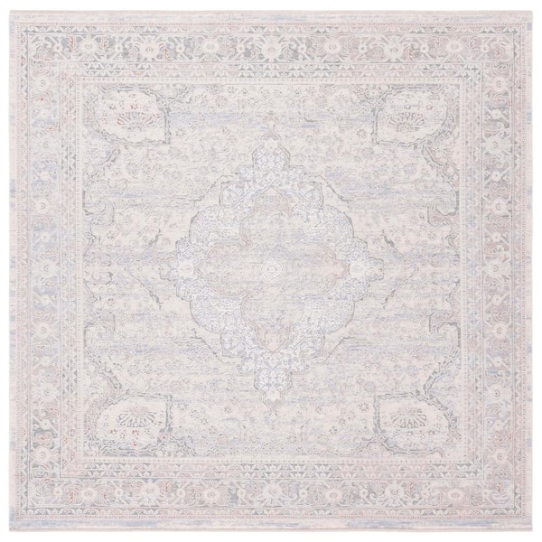 SAFAVIEH Marmara Beige/Light Blue 7 ft. x 7 ft. Square Border Floral ...