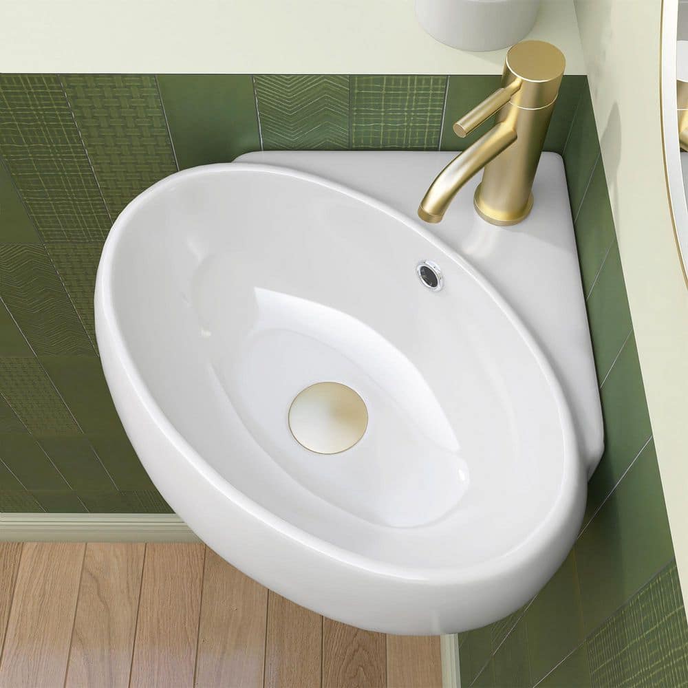 NTQ 14 x 15 x 5.9 in. Ceramic Wall-Mounted Bathroom Mini Vessel Sink ...