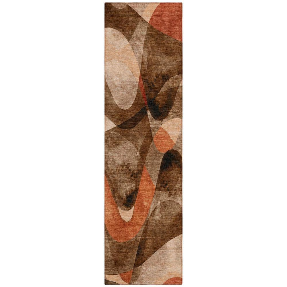 HomeRoots Chocolate 2 ft. x 8 ft. Woven Abstract Polyester Runner ...