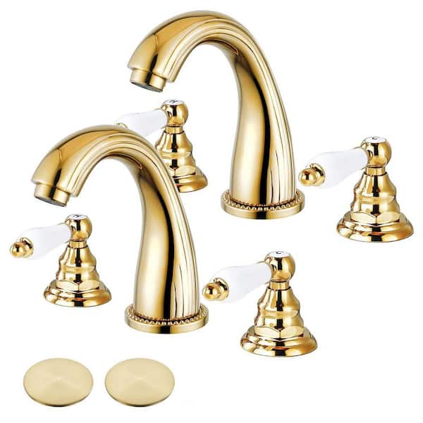 AKLFGN Double Handles 8 in. Widespread Bathroom Faucet 3-Hole Sink ...