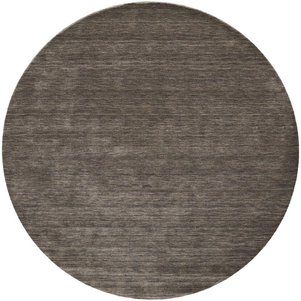 HomeRoots 10 ft. Round Brown Abstract Area Rug 2000567894 - The Home Depot
