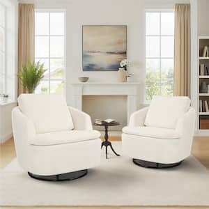 LUE BONA Ivory Fabric Upholstered Club Chair Filled with Goose Down and ...