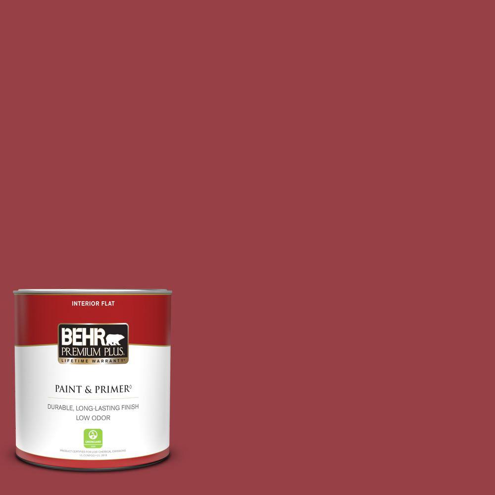 BEHR PREMIUM PLUS 1 qt. #140D-7 Classic Cherry Flat Low Odor Interior ...