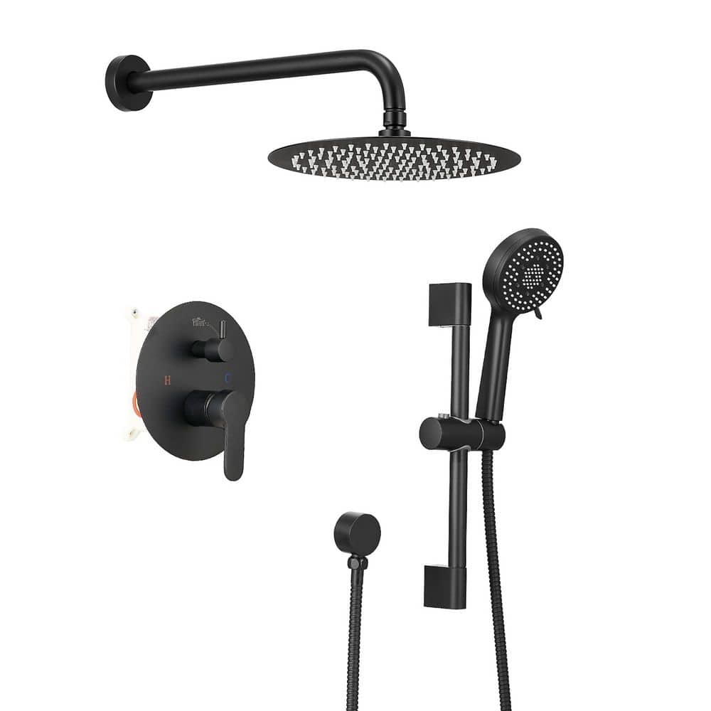 IHOMEadore 5-Spray Round High Pressure Wall Bar Shower Kit with Hand ...