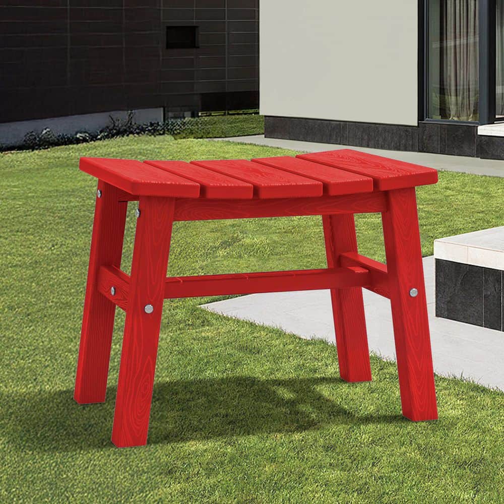 JEAREY HDPE Bright Red Plastic Outdoor Ottoman (1-Pack) PEOTM-HD-LH ...