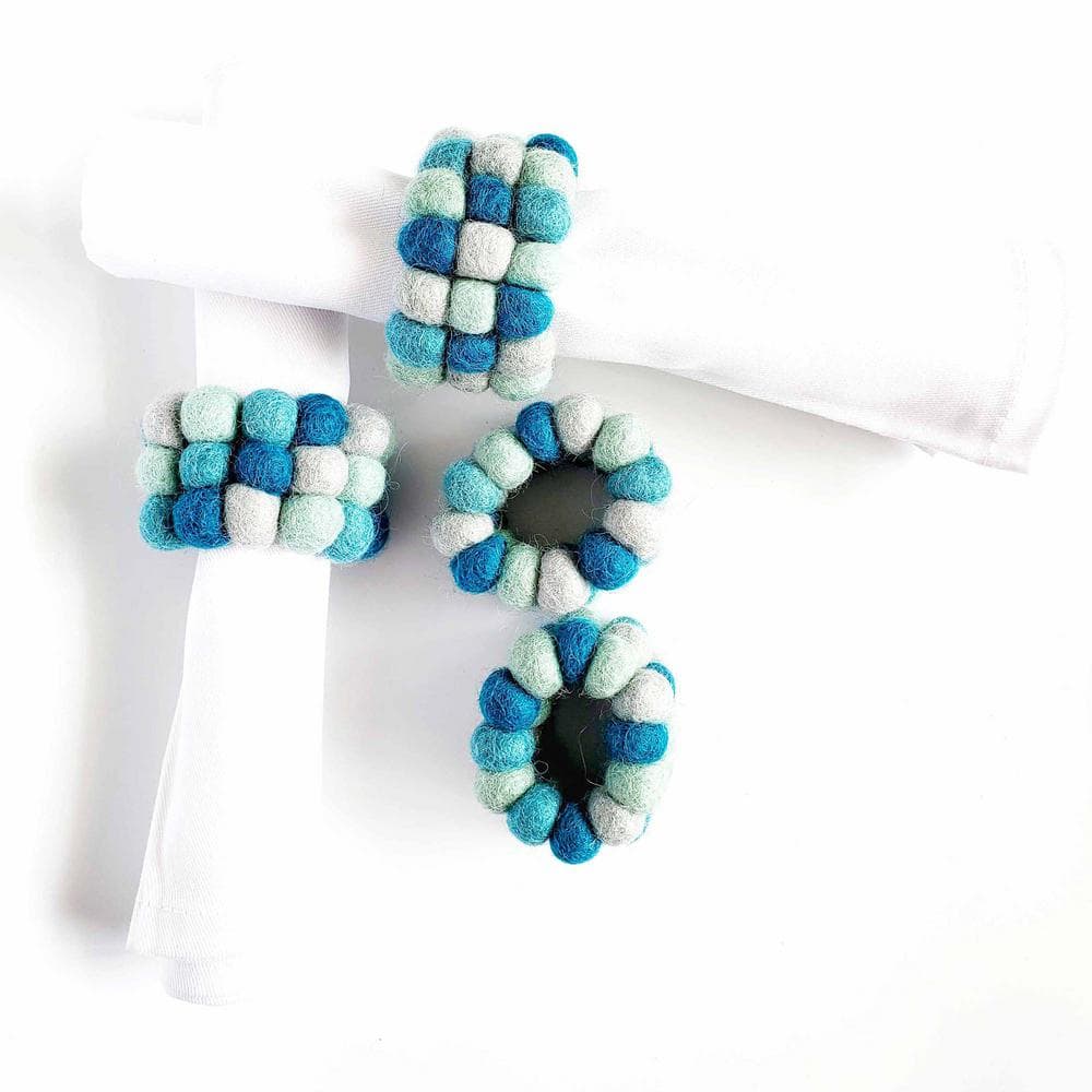 Global Crafts Ocean Sky Felt 3-Strand Napkin Rings (Set of 4 ...