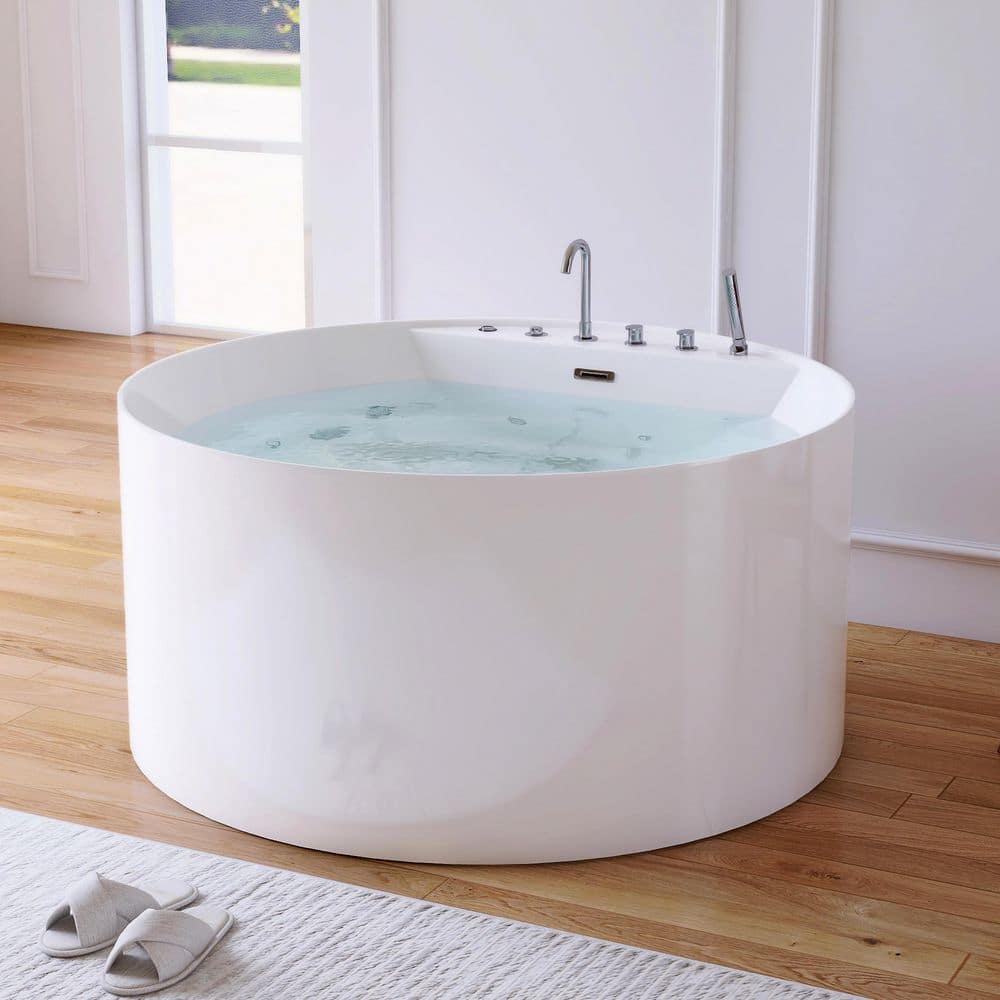 MEDUNJESS 47 in. x 47 in. Round Acrylic Flatbottom Freestanding ...