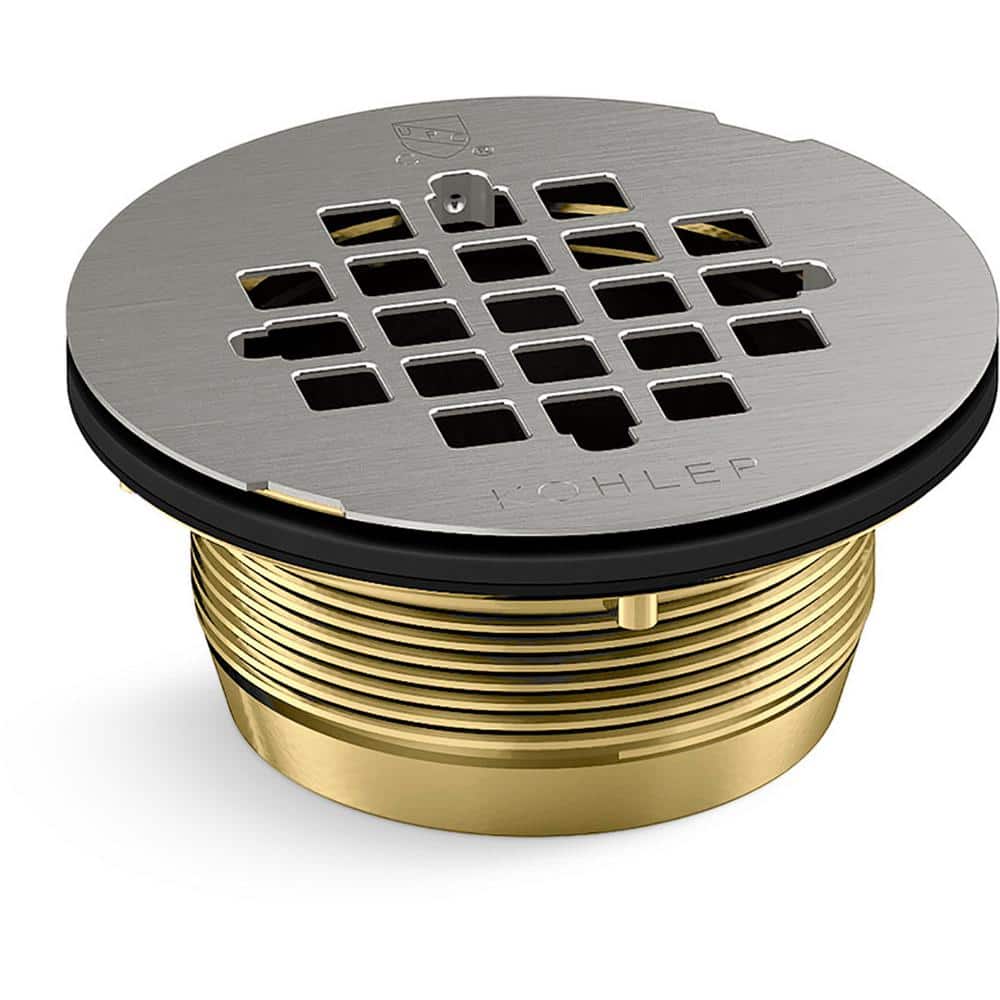 KOHLER Round Brass Shower Receptor Drain, Brushed Stainless K-22675-BS ...