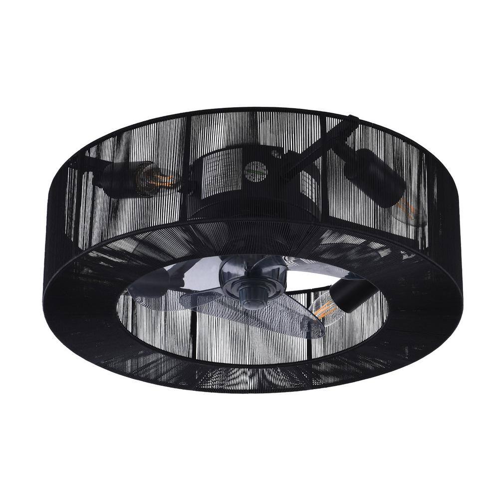 OUKANING 18 in. Modern Indoor Black Nylon Wire Shade Ceiling Fan with ...