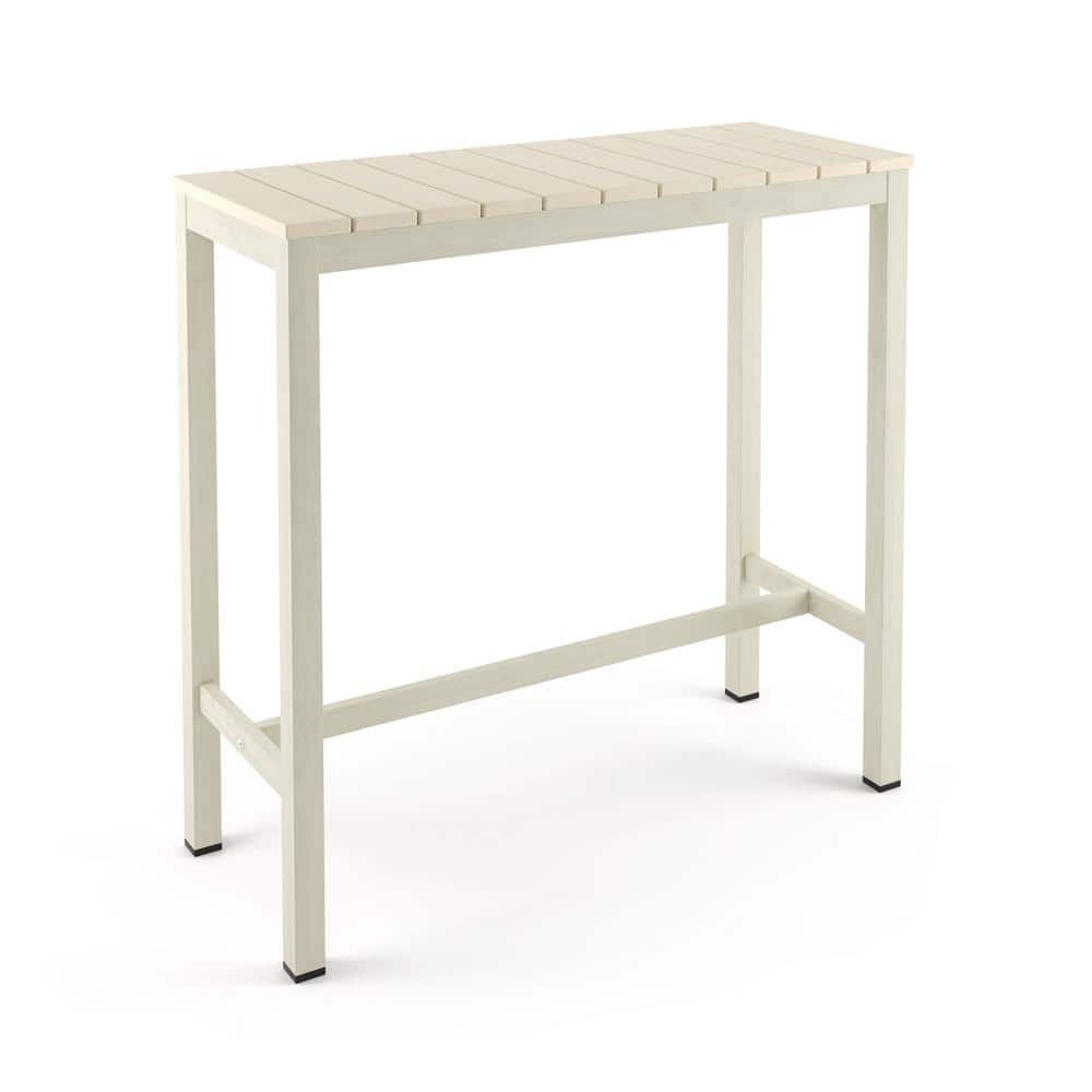 LUE BONA 38 in. W Beige Outdoor Bar Table HDPS Material Rectangular ...