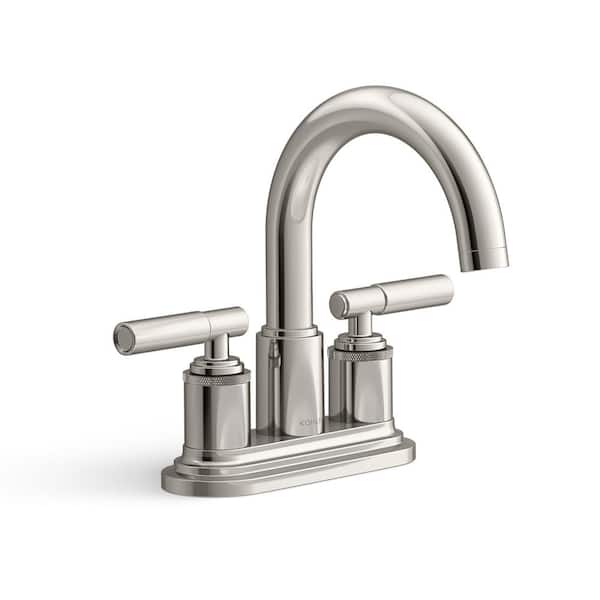 KOHLER Torrington 4 in. Centerset Double Handle Bathroom Faucet in Vibrant Polished Nickel ...