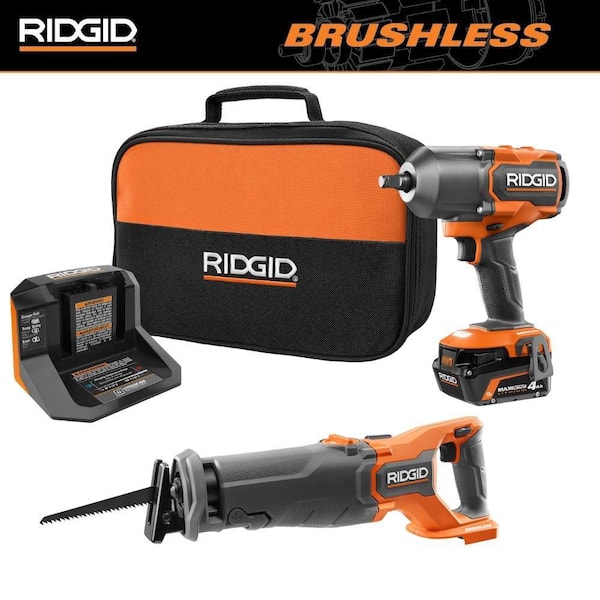 RIDGID 18V Brushless Cordless 2-Tool Combo Kit with High-Torque Impact ...