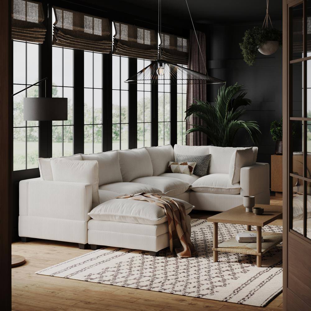 Nathan James Chelsea Modern 34.7 in Armless Corduroy Upholstery Modular ...