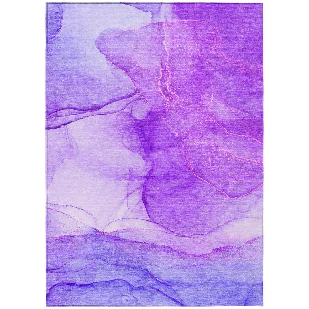 HomeRoots Purple 8 ft. x 10 ft. Abstract Indoor / Outdoor Area Rug ...