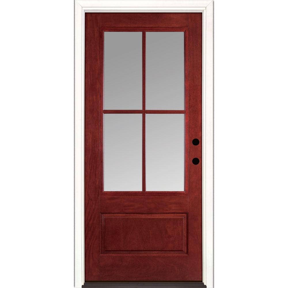 Feather River Doors 4-Lite SDL 36 in. x 80 in. Left Hand Inswing Clear ...