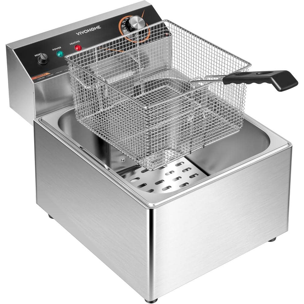 VIVOHOME 11.6 qt. Extra Large Stainless Steel Countertop Electric Deep ...