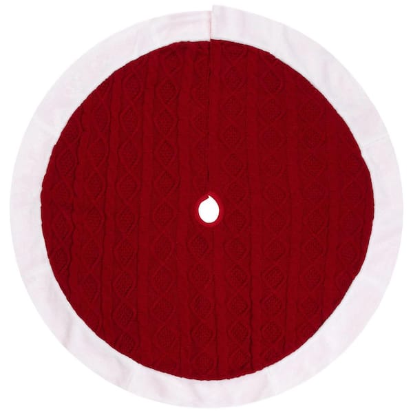 Northlight Cable Knit Christmas Tree Skirt-48in.-Red and White 35766664 ...