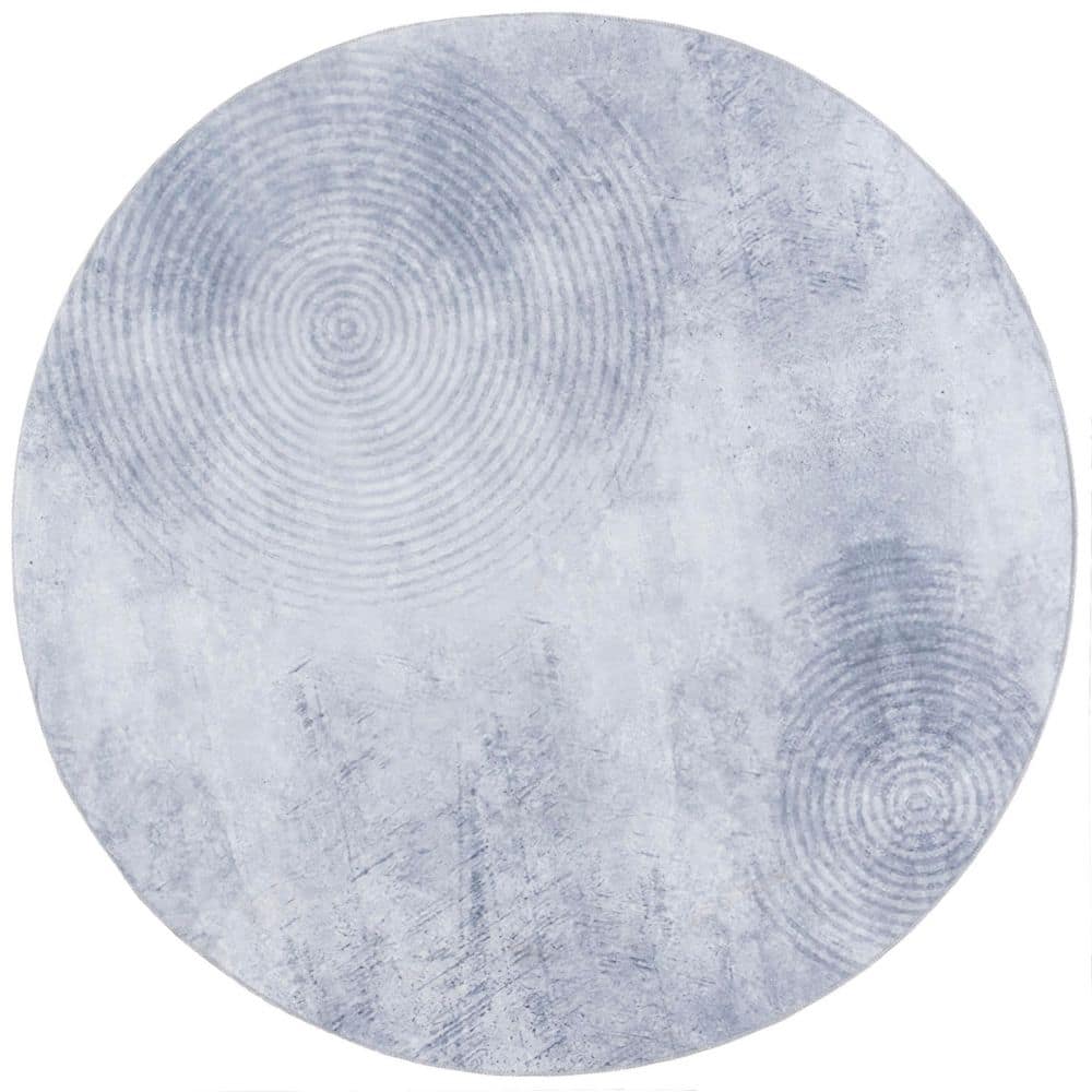 SAFAVIEH Malibu Gray 6 ft. x 6 ft. Machine Washable Abstract Swirl ...