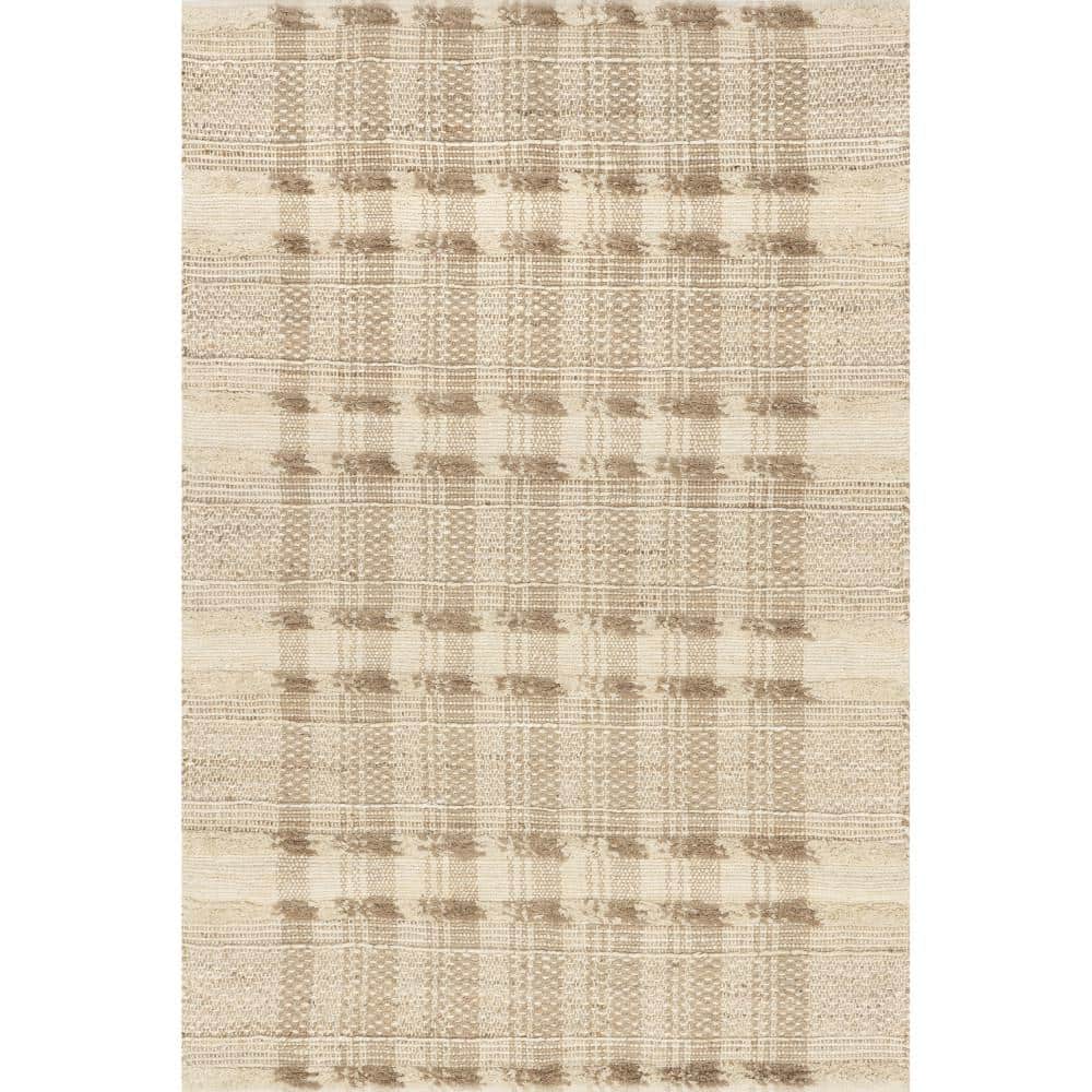 nuLOOM Blakley Textured 5 ft. x 8 ft. Natural Plaid Jute Area Rug ...