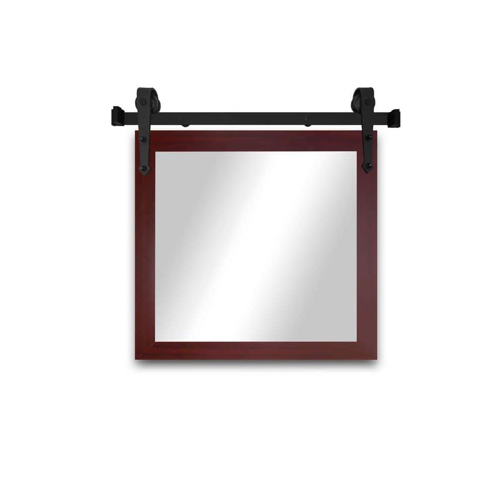 Rayne Mirrors (33 in. W x 32 in. H) Dark Mahogany Modern Rustic ...