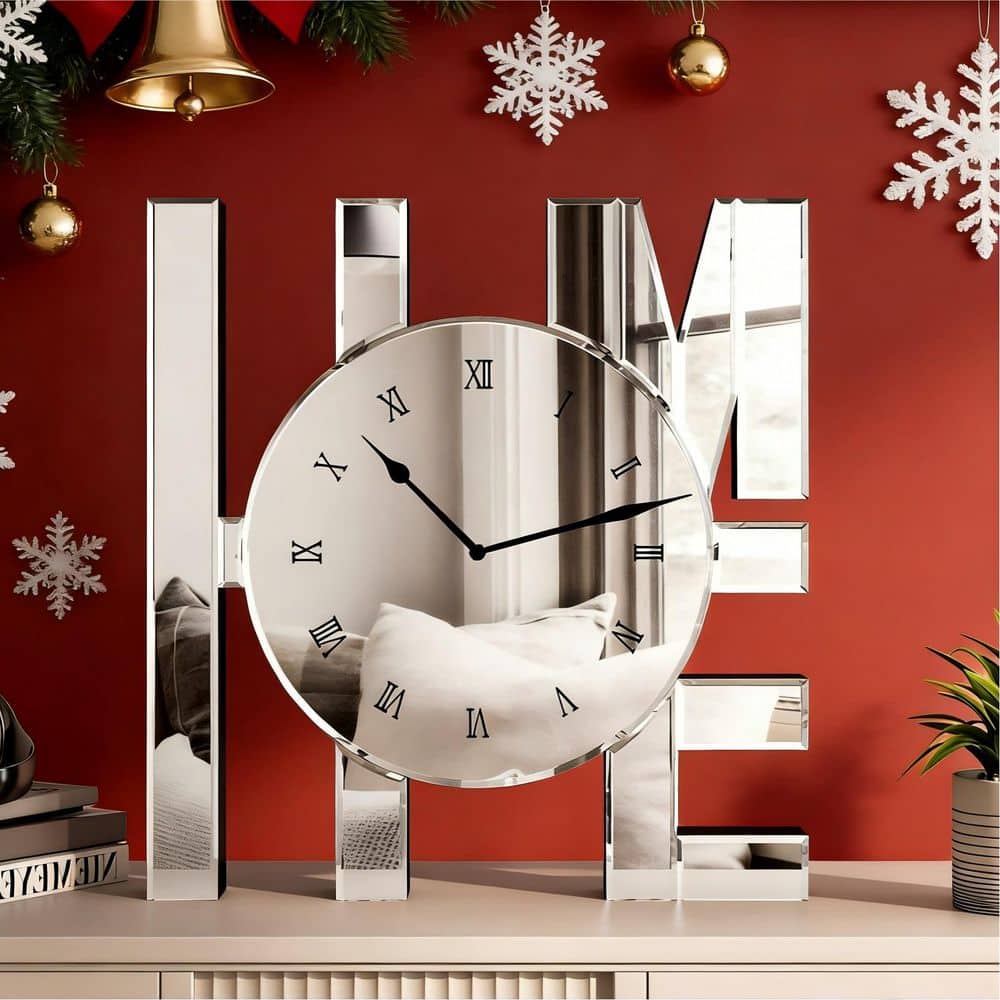 THKSHOUZ Home Silver Roman Numeral Glass Wall Clock SF-MC549 - The Home ...