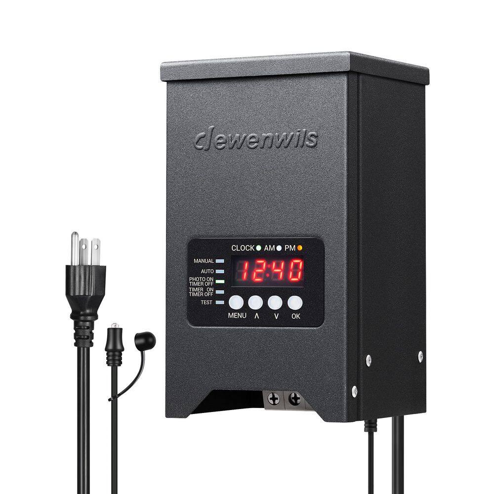 DEWENWILS Low Voltage 150-Wattage Metal Landscape Lighting Transformer ...