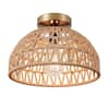 aiwen 11.02 in. 1-Light Handmade Woven Boho Semi-Flush Mount Rustic ...
