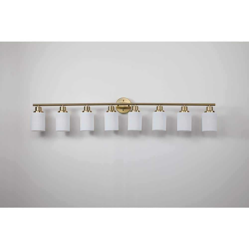 ANGELES HOME 52 in. 8 Light Golden Bathroom Vanity Light Fixture with ...