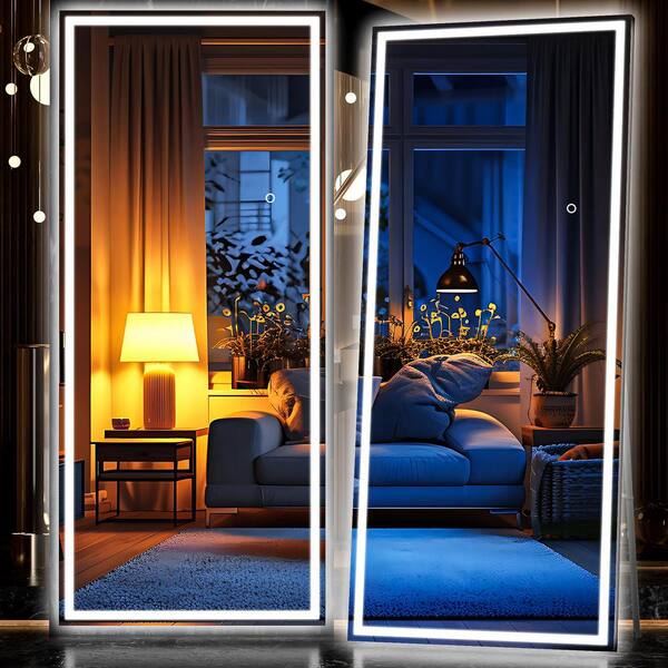 Hasipu 36 in. W x 79 in. H Square Black LED Lighted Floor Standing ...