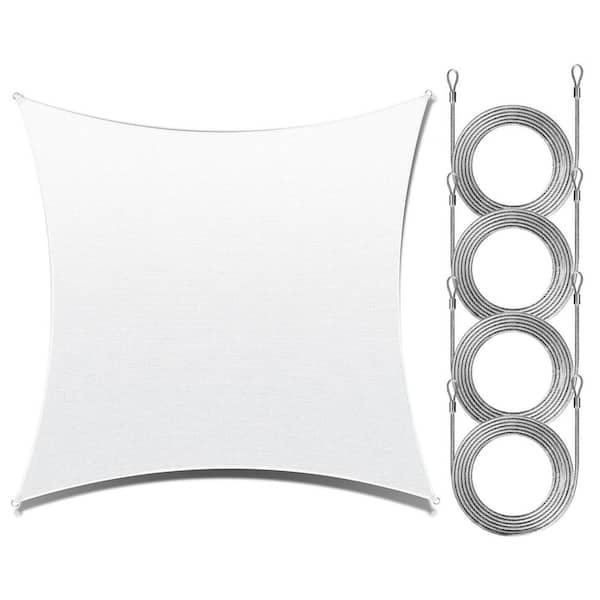ROYAL SHADE 10 ft. x 10 ft. Square Sun Shade Sail with Rope-White RR ...