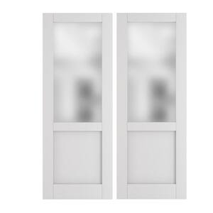 TENONER 60 in. x 80 in. (Double 30 in.) Louvered MDF, Wood, White ...