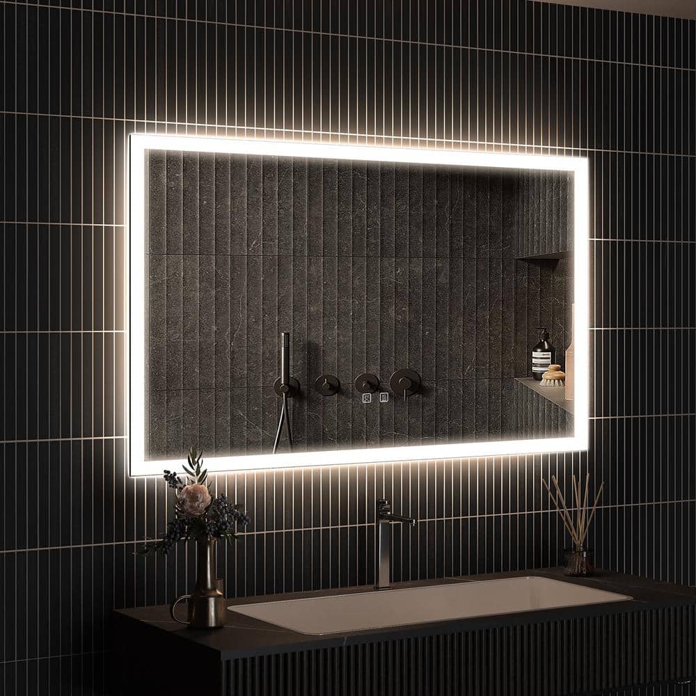 HOMLUX 36 in. W x 24 in. H Rectangular Frameless LED Light with 3-Color ...
