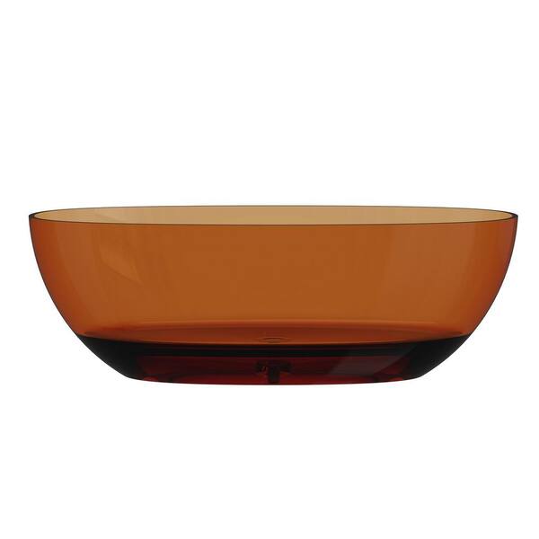 CASAINC 67 in. x 30 in. Freestanding Soaking Resin Bathtub with Center ...