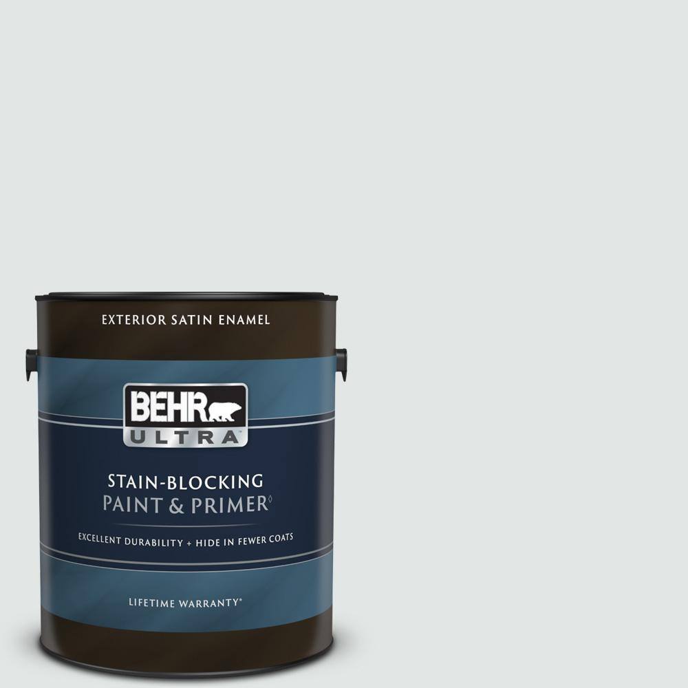 BEHR ULTRA 1 gal. #BL-W02 Ice Sculpture Satin Enamel Exterior Paint ...