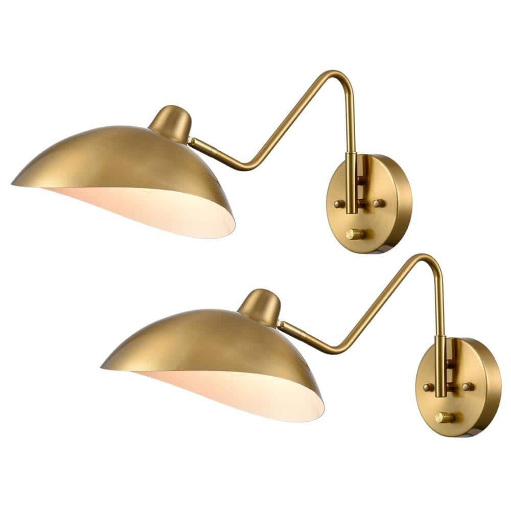 CLAXY 5 in. 2-Light Gold Finish Wall Sconce with Standard Shade SH ...