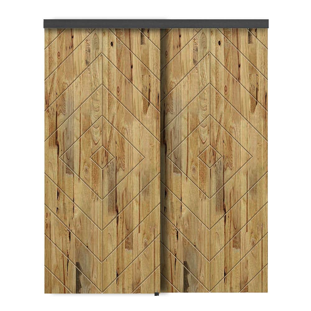 CALHOME 48 in. x 80 in. Hollow Core Weather Oak Stained Pine Wood ...