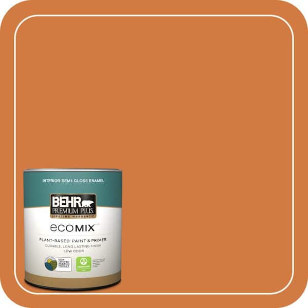 BEHR PREMIUM PLUS 1 qt. #250D-6 Maple Leaf Semi-Gloss Enamel EcoMix ...