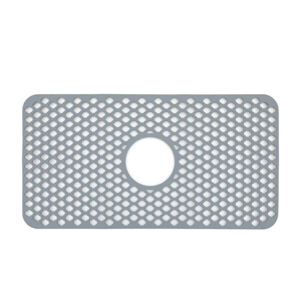 Logmey 25 in. Gray Foldable Silicone Sink Drying Mat Non-Slip Heat ...