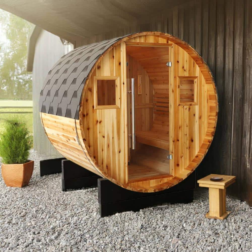SUNRAY SAUNAS Solace 2-Person Indoor or Outdoor Cedar Wet/Dry Barrel ...