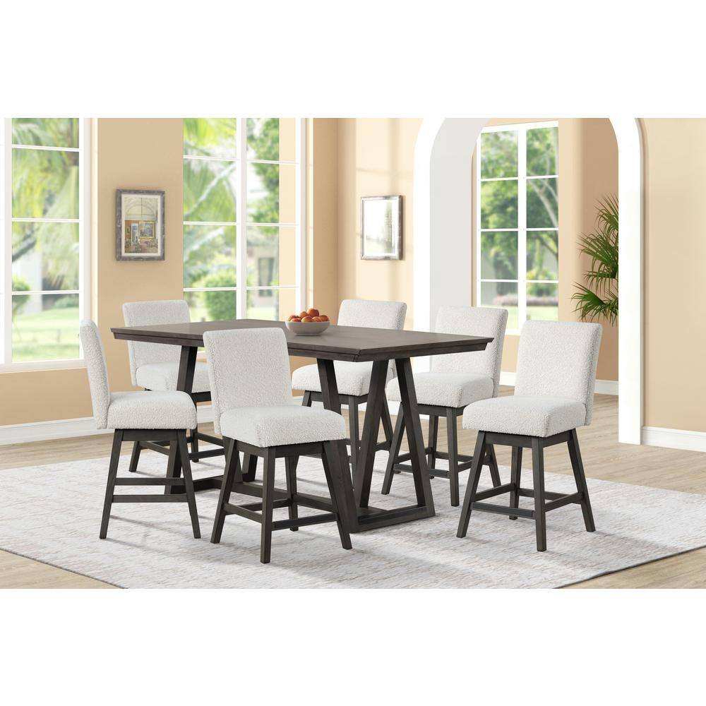 NEW CLASSIC HOME FURNISHINGS High Line 7-Piece White Wood Top Counter ...