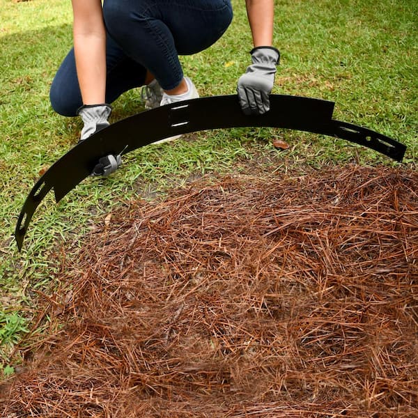 Vigoro 3.75 ft. L Black Metal Tree Ring Landscape Edging Section 867335 ...