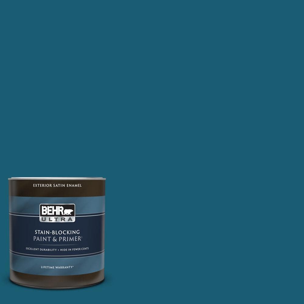 BEHR ULTRA 1 qt. #540D-7 Deep Blue Sea Satin Enamel Exterior Paint ...