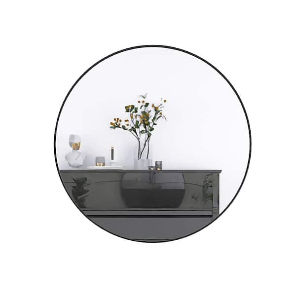28 in. W x 28 in. H Round Metal Framed Wall Bathroom Vanity Mirror in ...