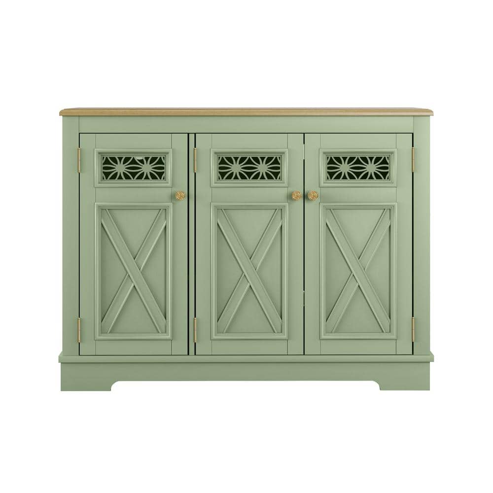 FESTIVO Farmhouse Pesto Green MDF 44.5 in. Sideboard with Adjustable ...