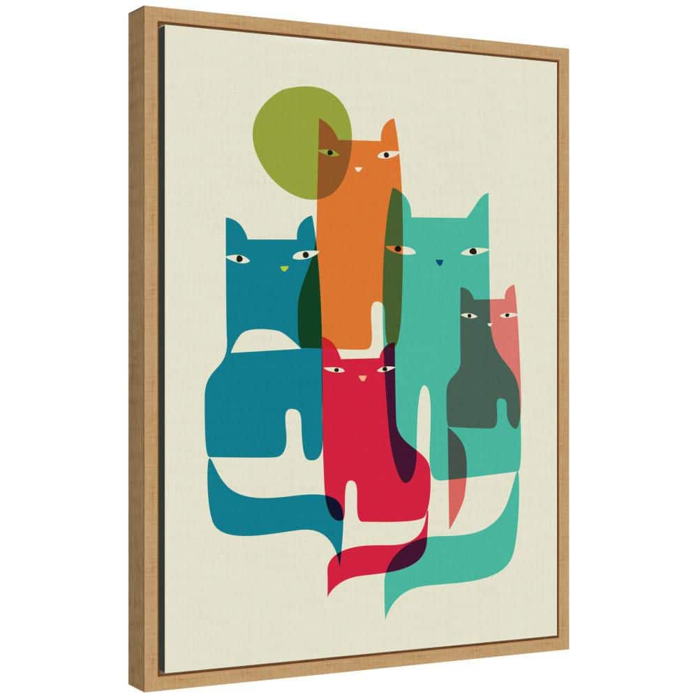 Kate and Laurel Sylvie "Retro Cats Under The Moon" by Rachel Lee Framed ...