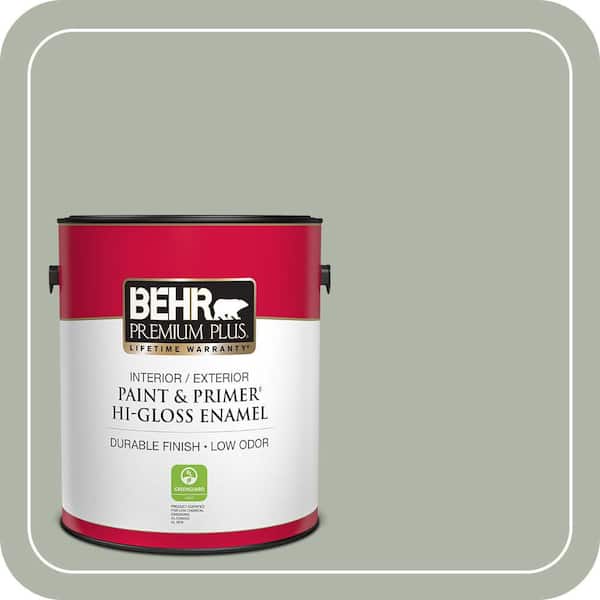 BEHR PREMIUM PLUS 1 gal. #ICC-56 Green Tea Hi-Gloss Enamel Interior ...