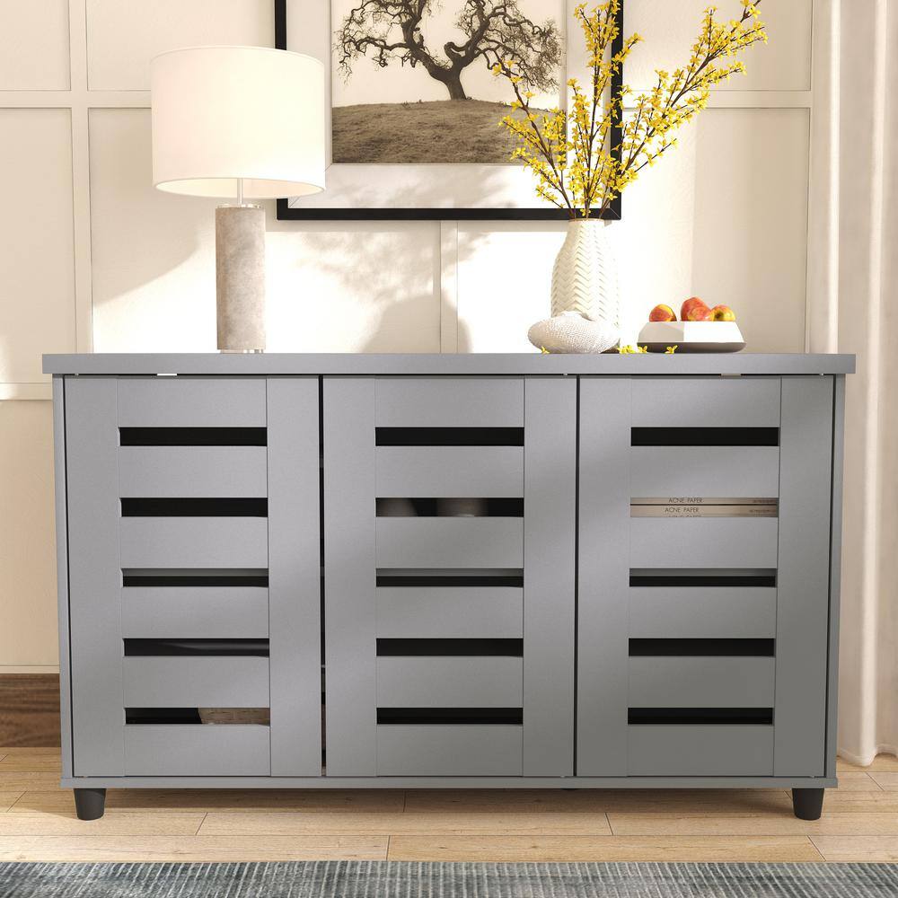 GALANO Lismore Ultrafast Cool Grey Wood Top 45.6 in. 3-Door Sideboard ...