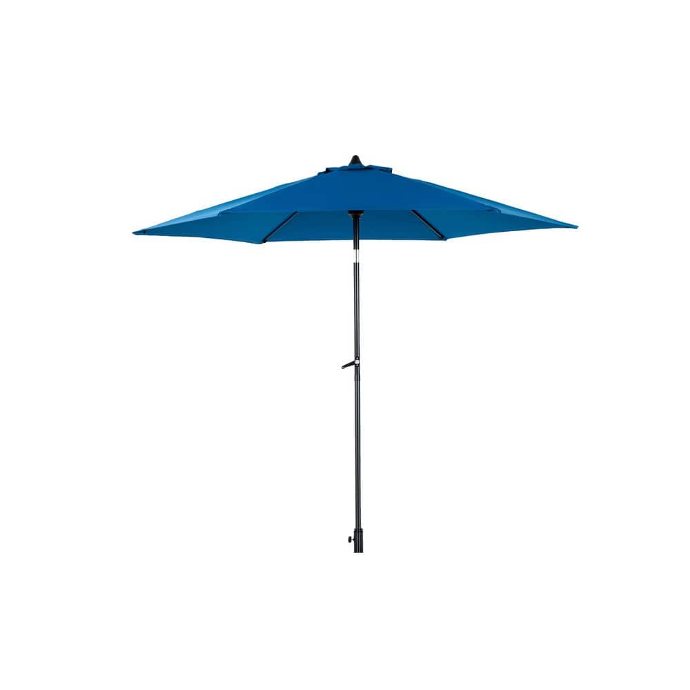 9 ft. Steel Market Patio Umbrella in Dark Blue, Table Umbrella with ...