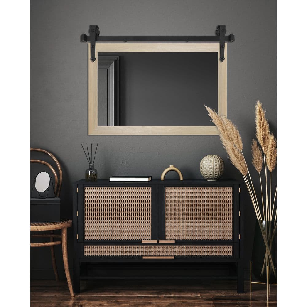 Rayne Mirrors (56 in. W x 33 in. H) Blonde Maple Modern Rustic Mirror ...