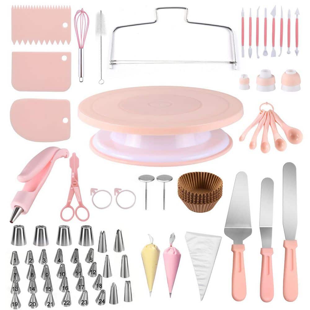 Anqtovp 207-Piece Cake Decorating Set w/ Revolving Turntable, Icing ...